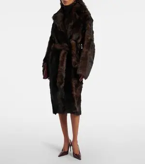 Nour Hammour Uma Shearling Wrap Coat