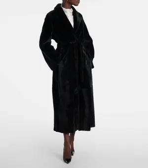 Nour Hammour Meret Shearling Wrap Coat