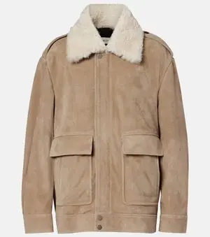Nour Hammour Drey Shearling-trimmed Suede Jacket