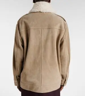 Nour Hammour Drey Shearling-trimmed Suede Jacket
