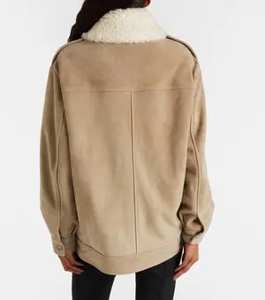 Nour Hammour Drey Shearling-trimmed Suede Jacket