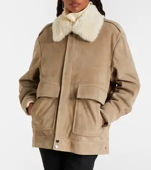 Nour Hammour Drey Shearling-trimmed Suede Jacket