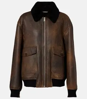Nour Hammour Anton Shearling-lined Leather Bomber Jacket