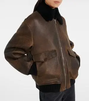 Nour Hammour Anton Shearling-lined Leather Bomber Jacket