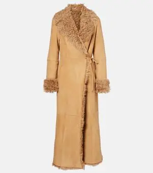Nour Hammour Joni Shearling-lined Suede Wrap Coat