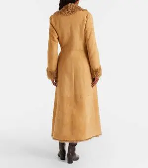 Nour Hammour Joni Shearling-lined Suede Wrap Coat