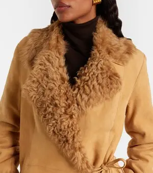 Nour Hammour Joni Shearling-lined Suede Wrap Coat