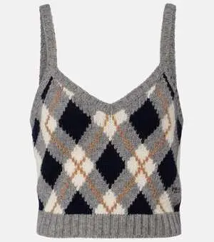 Prada Argyle Cashmere Crop Top - Multicoloured