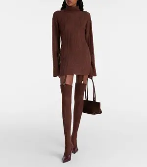 AYA MUSE Cable-knit Minidress And Tights Set