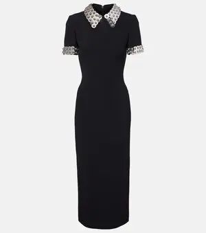 David Koma Embellished Cady Midi Dress - Black