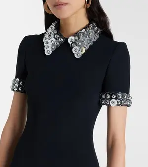 David Koma Embellished Cady Midi Dress - Black