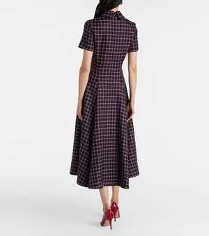 EMILIA WICKSTEAD Jody Houndstooth Wool-blend Midi Dress