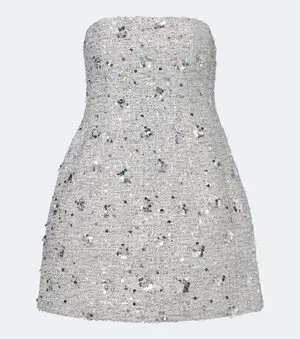 Simkhai Kit Sequined Tweed Bustier Dress - Silver
