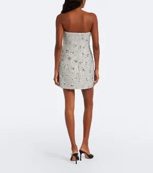 Simkhai Kit Sequined Tweed Bustier Dress - Silver