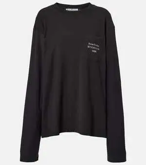 Acne Studios Logo Cotton And Hemp Jersey Top - Black