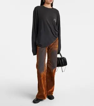 Acne Studios Logo Cotton And Hemp Jersey Top - Black