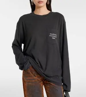 Acne Studios Logo Cotton And Hemp Jersey Top - Black