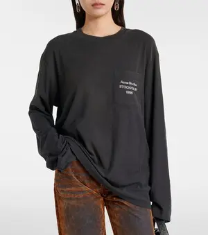 Acne Studios Logo Cotton And Hemp Jersey Top - Black