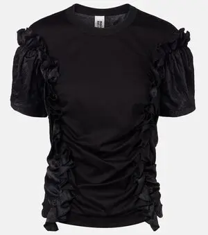 Noir Kei Ninomiya Ruffled Cotton Top - Black