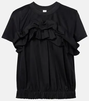 Noir Kei Ninomiya Ruffled Cotton Top - Black