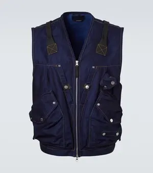 Stone Island Denim Cargo Vest - Blue