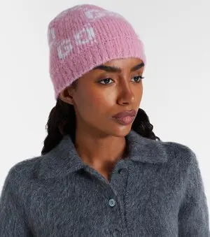 Gucci Gg Alpaca-blend Beanie - Pink