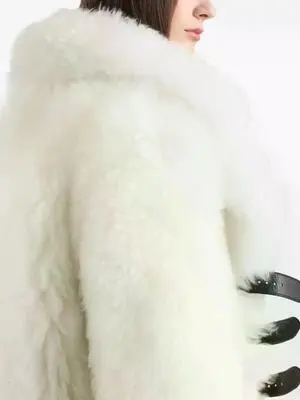 Dolce & Gabbana Buckle-detail Shearling Coat - Neutrals
