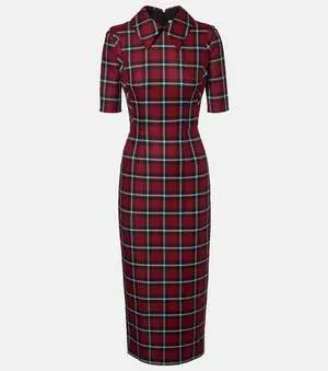 EMILIA WICKSTEAD Valletta Plaid Wool-blend Midi Dress