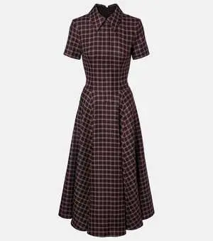 EMILIA WICKSTEAD Jody Houndstooth Wool-blend Midi Dress