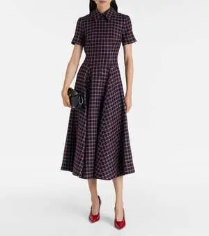 EMILIA WICKSTEAD Jody Houndstooth Wool-blend Midi Dress
