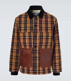 Junya Watanabe Checked Leather-trimmed Cotton Jacket