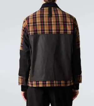 Junya Watanabe Checked Leather-trimmed Cotton Jacket