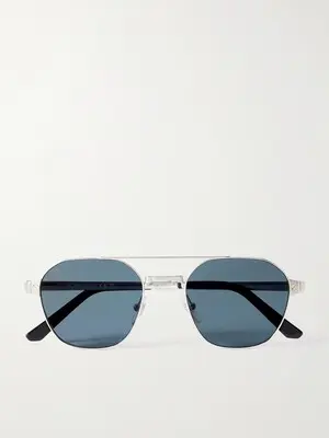 Cartier Santos De Aviator-style Sunglasses - Silver