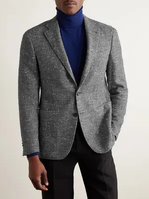 Canali Kei Herringbone Wool-blend Blazer