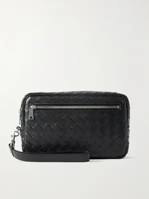 Bottega Veneta Intrecciato Leather Pouch - Black