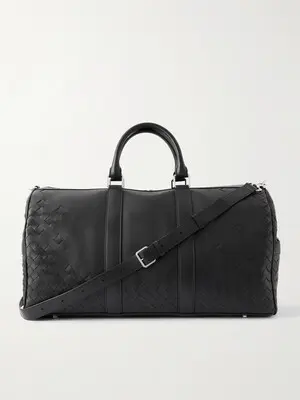 Bottega Veneta Intrecciato Leather Weekend Bag - Black