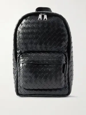 Bottega Veneta Intrecciato Leather Backpack - Black