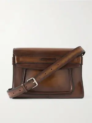 Berluti Andy Venezia Leather Messenger Bag - Brown