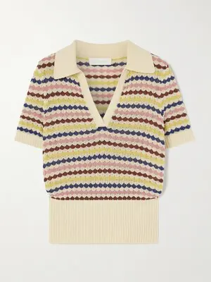 Zimmermann Awaken Striped Polo Shirt - Cream