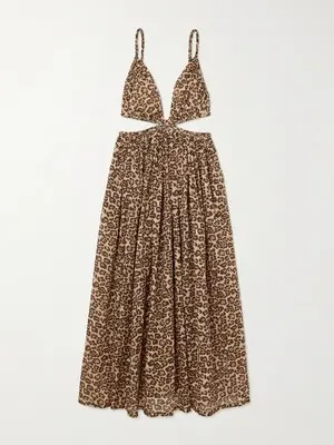 Zimmermann Wanderlust Cutout Leopard-print Cotton-voile Maxi Dress - Animal Print