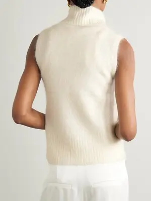 Veronica Beard Mazzy Brushed-cashmere Turtleneck Tank - Neutrals
