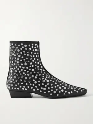 Staud Wally Studded Leather Ankle Boots Black