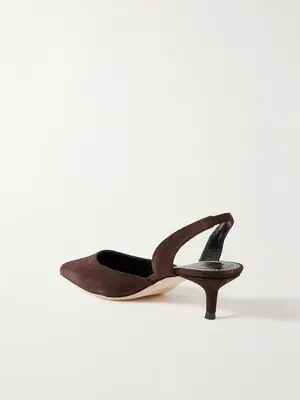 Staud Sebastian Suede Slingback Pumps - Brown