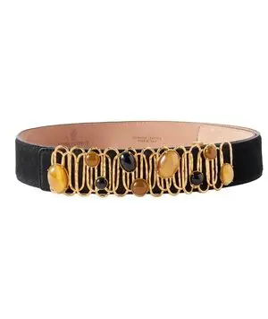 SONIA PETROFF Loop De Loop Embellished Suede Belt - Black