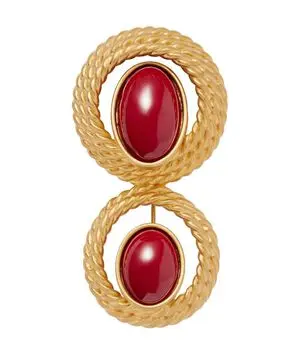 SONIA PETROFF Nest Gold-plated Enamel Brooch - Burgundy