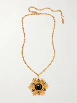 SONIA PETROFF Lily Gold-plated, Enamel And Crystal Necklace - Black