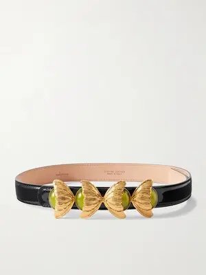 SONIA PETROFF Retro Flower Embellished Belt - Black