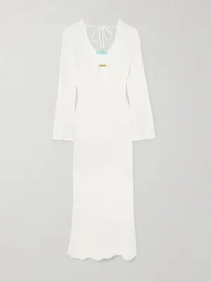 Melissa Odabash Casey Embellished Open-knit Coverup - White