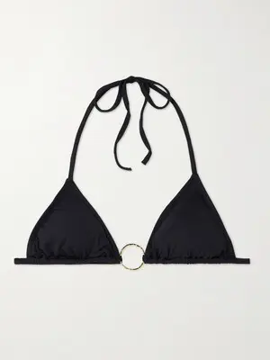 Melissa Odabash Miami Embellished Triangle Bikini Top - Black