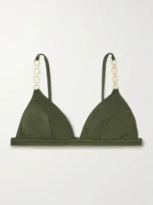 Melissa Odabash Mexico Embellished Triangle Bikini Top - Green
